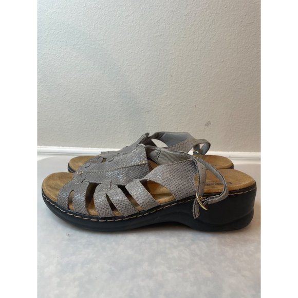 Clarks | Shoes | Clarks Collection Gray Snake Skin Slides Sandals ...